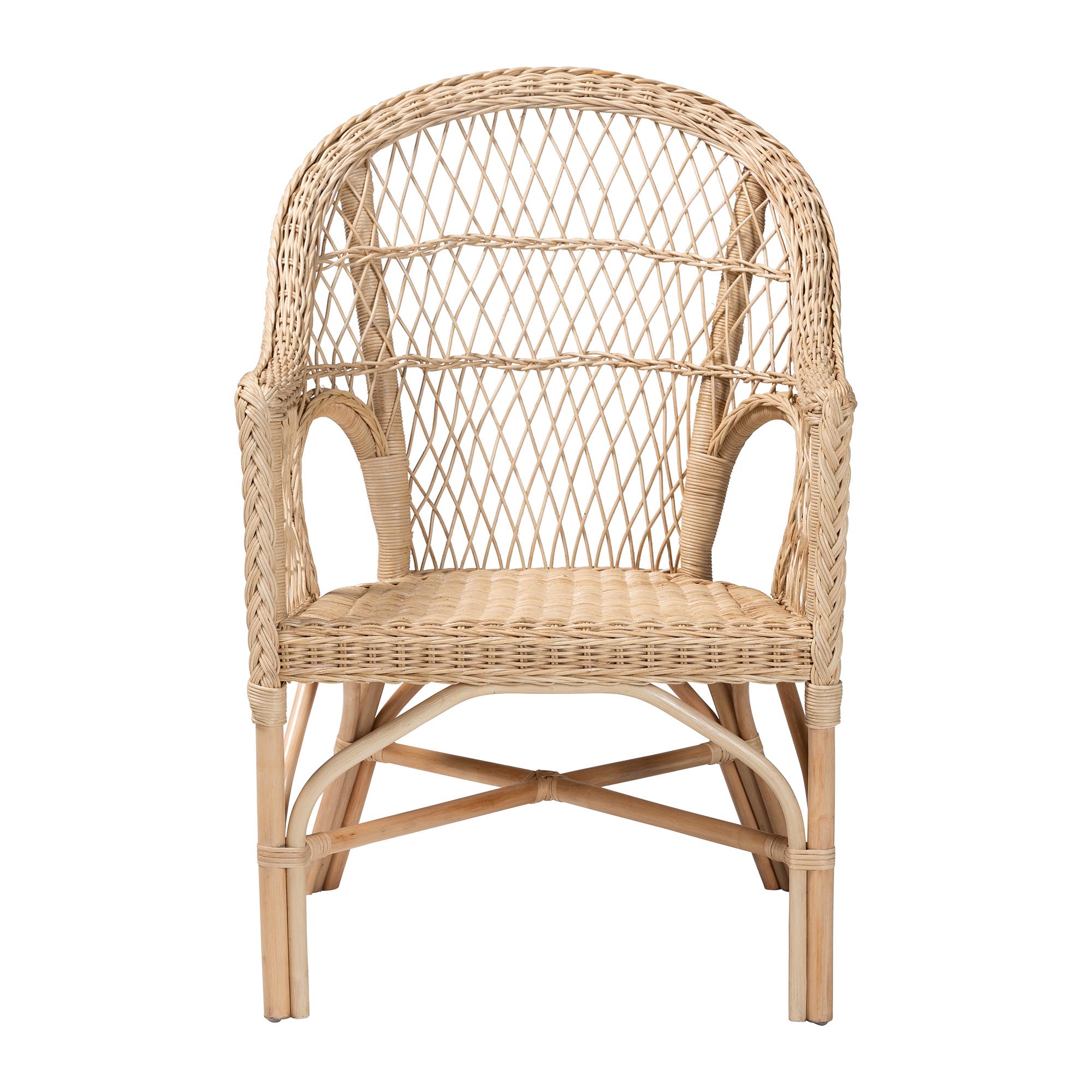 Zaira Rattan Arm Chair In Natural by Baxton Studio | 1StopBedrooms