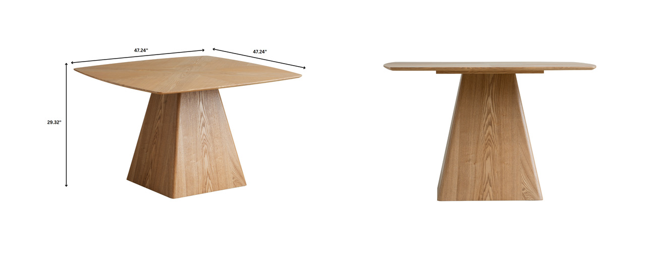 Zephry Wooden Square Dining Table In Natural Wood by LeisureMod ...