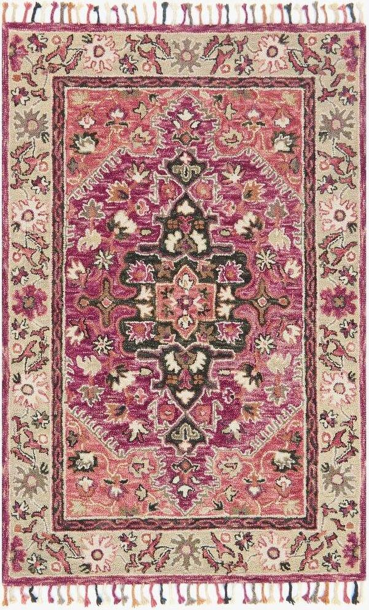 Zharah Raspberry/Taupe 5' x 7'6" Rug by Loloi Rugs | 1StopBedrooms