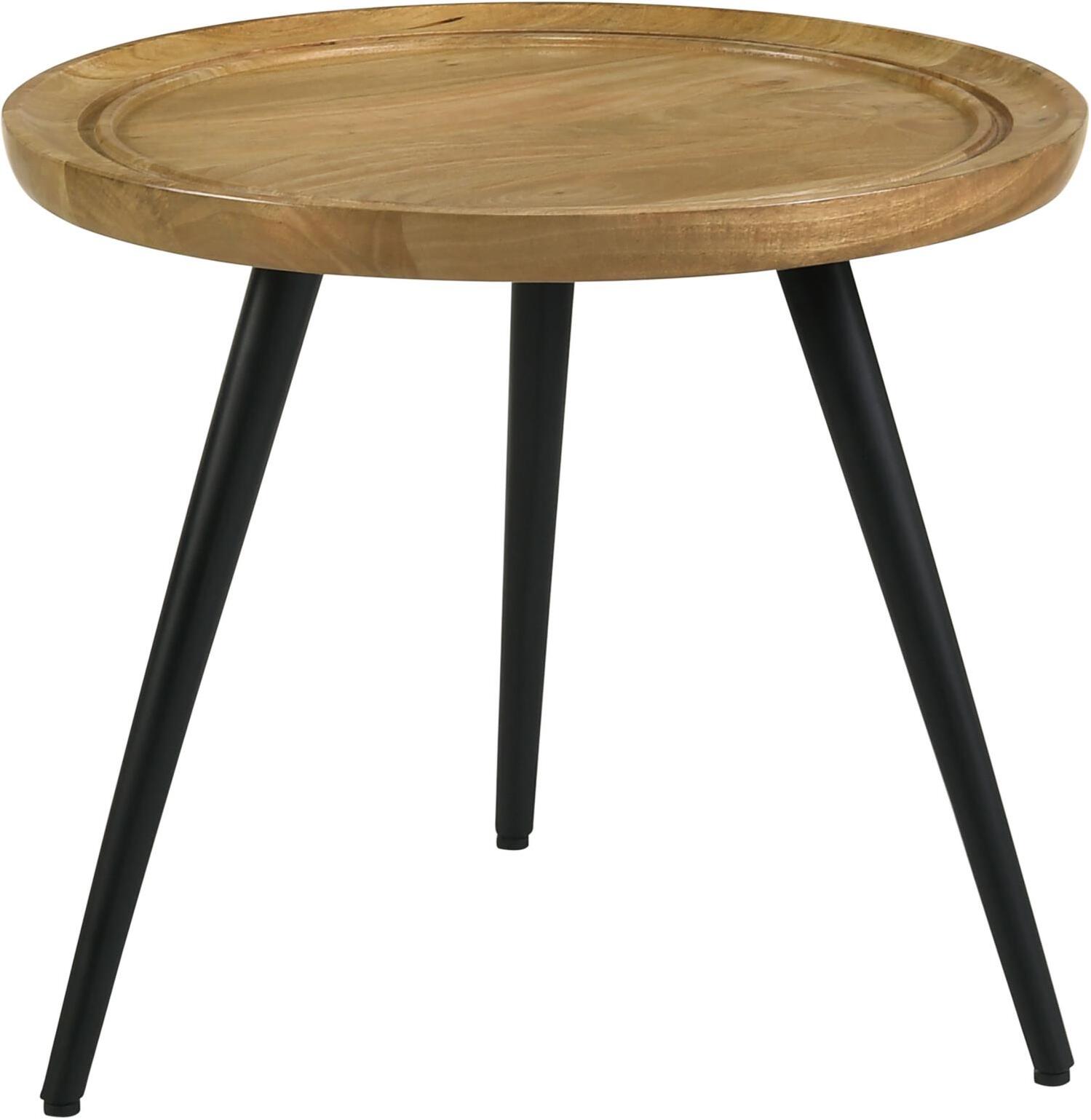 Zoe Round End Table with Trio Legs Natural and Black by Coaster ...