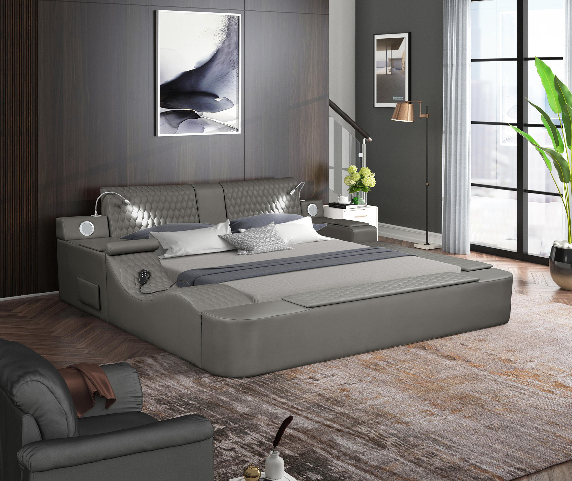 Zoya Multifunction King Bed with USB and Remote Controlled Massage In ...