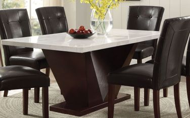 Forbes White Marble and Walnut Dining Table by ACME 1StopBedrooms