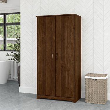 Bush Furniture Cabot Tall Bathroom Storage Cabinet with Doors in Modern Walnut 1StopBedrooms