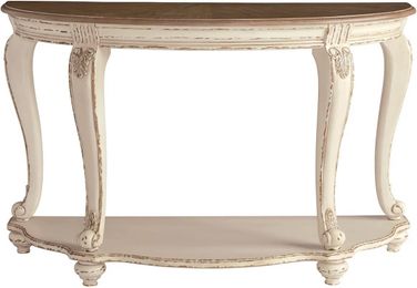 Realyn white and brown sofa table store