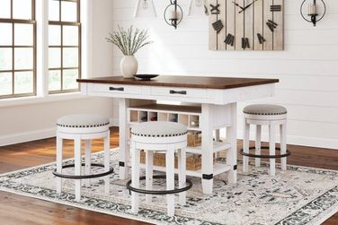 Valebeck Bistro and Bar Table Set In Brown and White by Ashley Furniture 1StopBedrooms