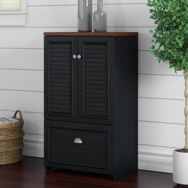 Bush furniture stanford 2 drawer lateral file cabinet in antique black and hansen cherry store