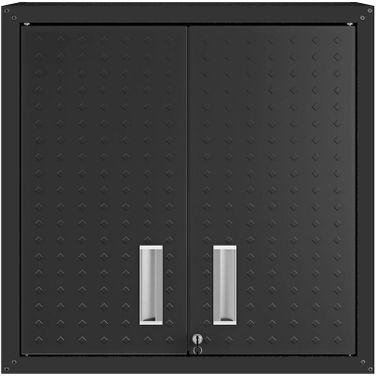 Manhattan Comfort Fortress 30 Inch Floating Textured Metal Garage Cabinet With Adjustable Shelves In Charcoal Grey 1StopBedrooms