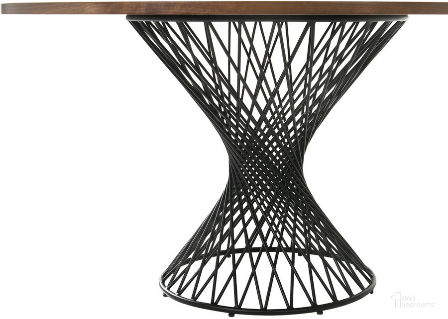 Cirque 54 Inch Round Walnut Wood and Metal Pedestal Dining Table by ...
