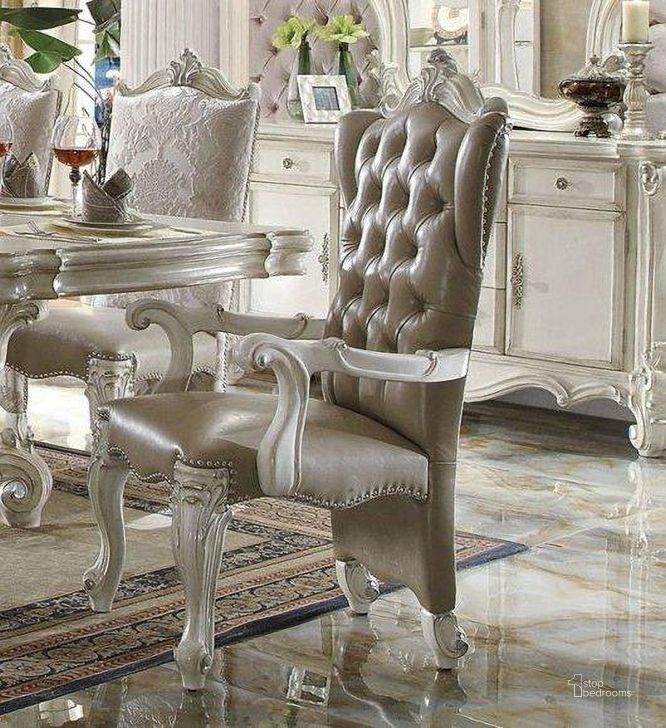 Acme Versailles 9-Piece Pedestal Dining Set in Bone White | 1StopBedrooms