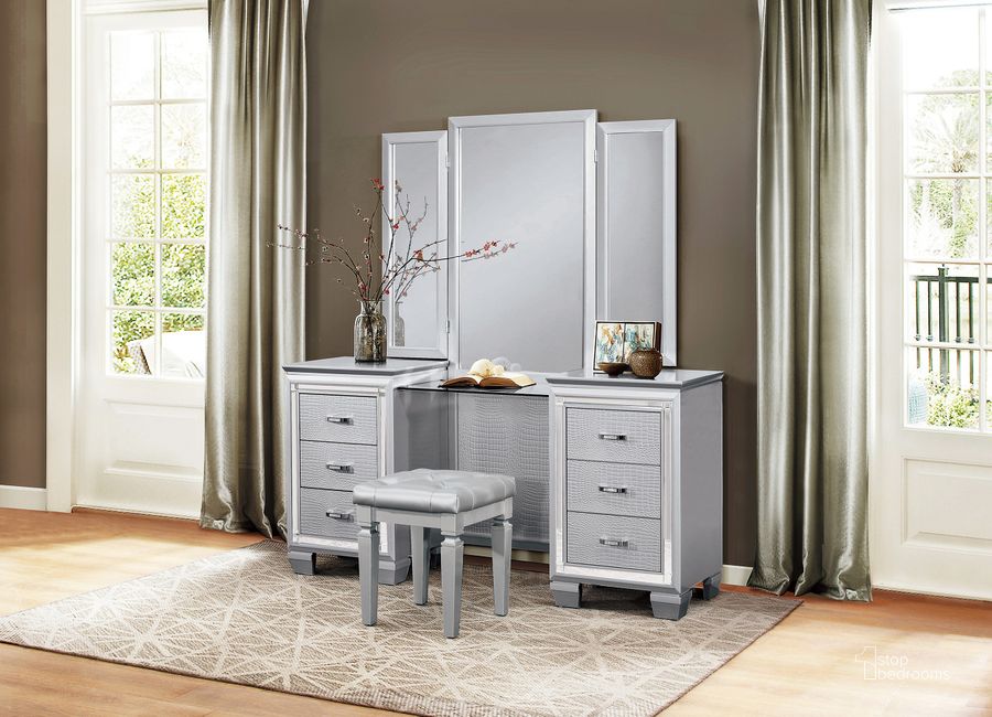 Allura Silver Vanity with Mirror by Homelegance | 1StopBedrooms