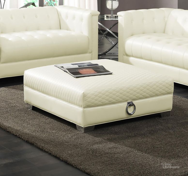 Chaviano Diamond Pearl White Ottoman by Coaster | 1StopBedrooms