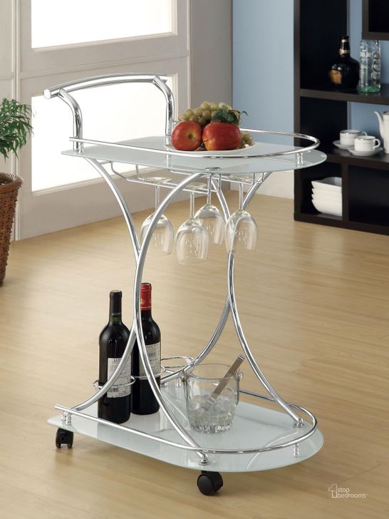 Chrome Frosted Glass Serving Cart by Coaster | 1StopBedrooms
