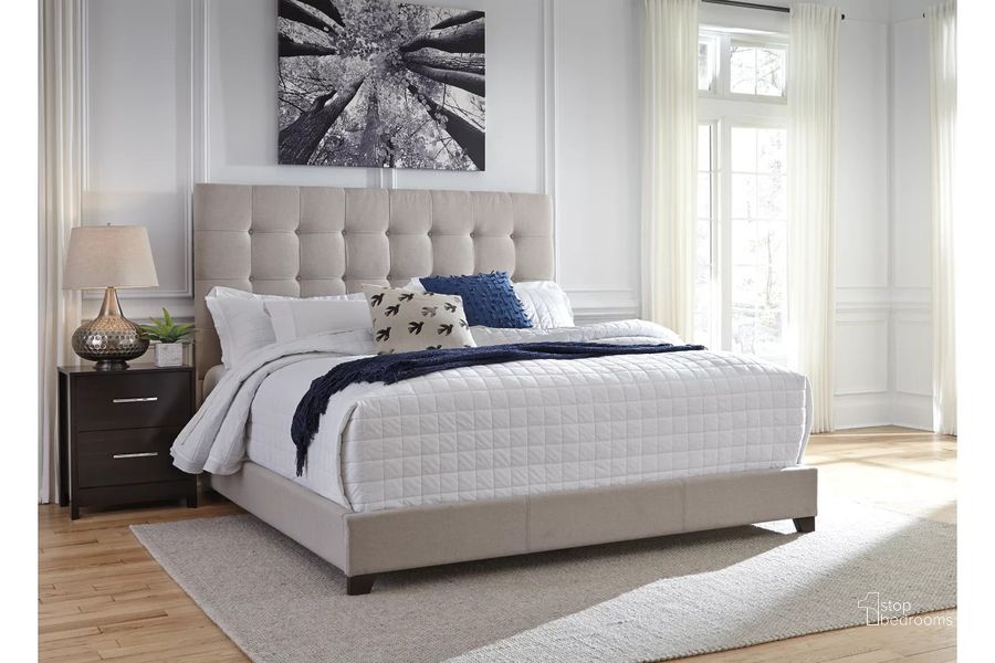 Contemporary Beige King Upholstered Panel Bed by Ashley Furniture ...