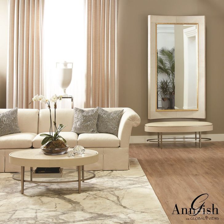 Ellipse Bench In Ivory by Global Views | 1StopBedrooms