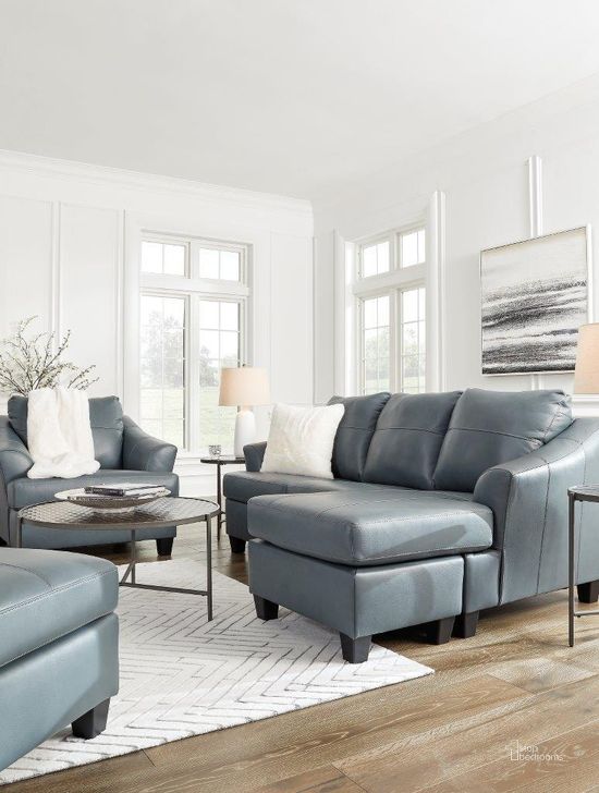 Genoa Sofa Chaise In Steel by Ashley Furniture | 1StopBedrooms