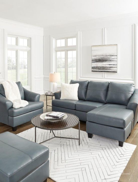 Genoa Sofa Chaise In Steel by Ashley Furniture | 1StopBedrooms