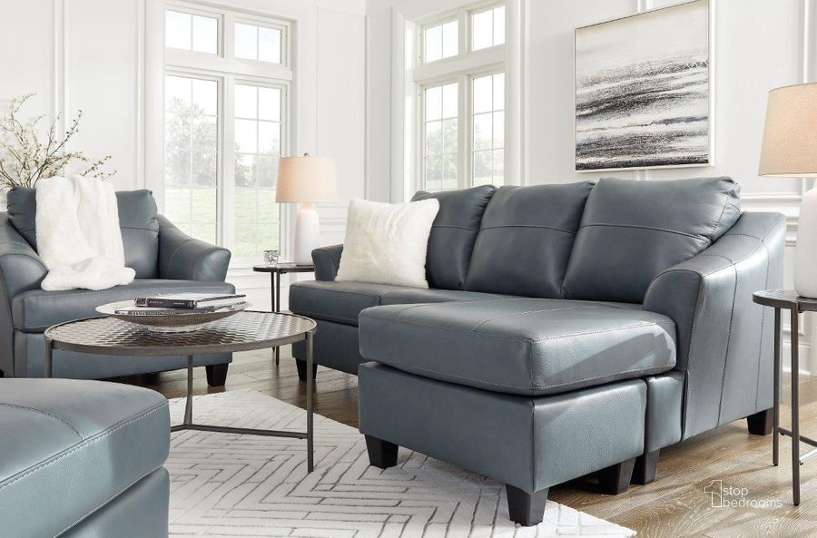 Genoa Sofa Chaise In Steel by Ashley Furniture | 1StopBedrooms