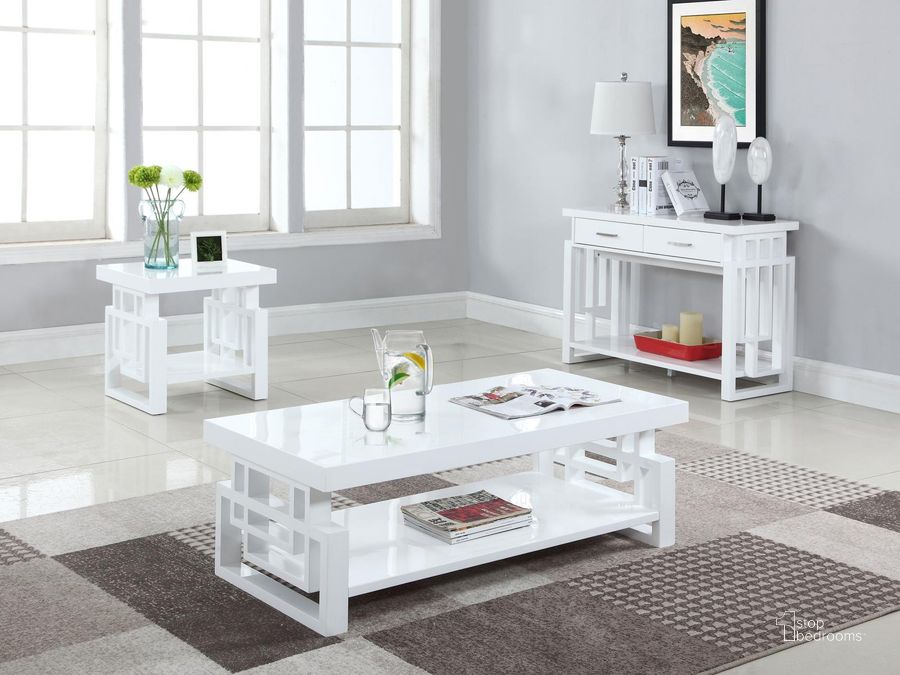 Glossy White Windowpane End Table by Coaster | 1StopBedrooms