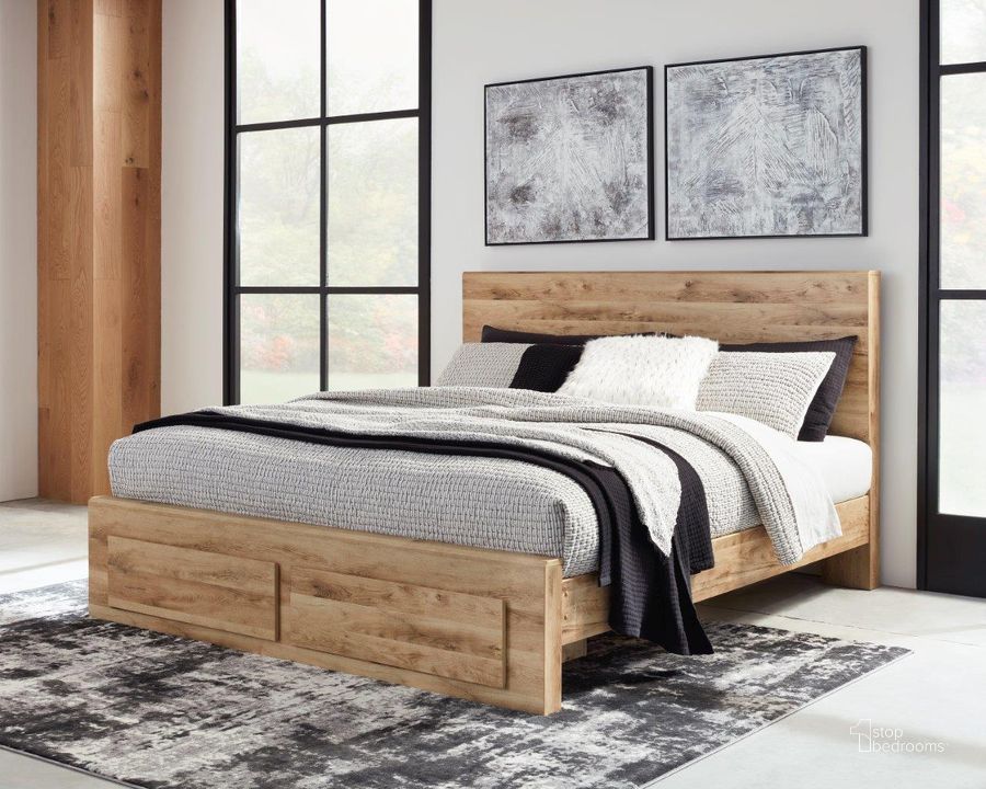 Hyanna Tan King Storage Platform Bed by Ashley Furniture | 1StopBedrooms