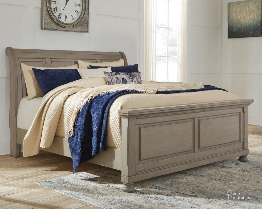 Lettner King Sleigh Bed In Light Gray by Ashley Furniture | 1StopBedrooms
