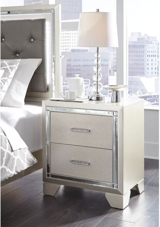 Lonnix Silver 2 Drawer Nightstand by Ashley Furniture | 1StopBedrooms