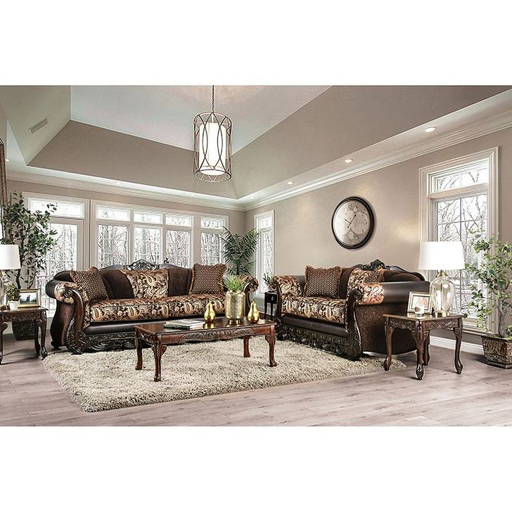 Newdale Sofa In Brown And Gold by Furniture of America | 1StopBedrooms