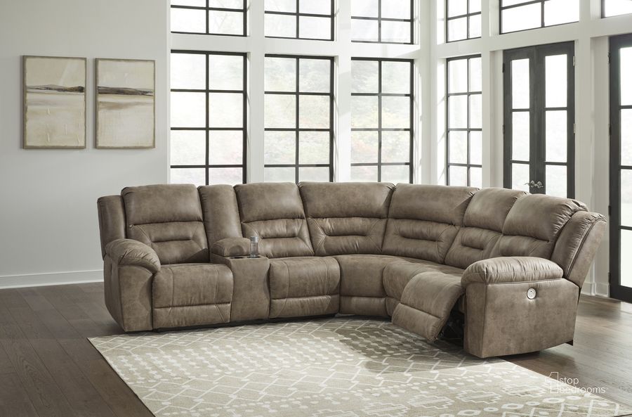 Ravenel 3-Piece LAF Power Reclining Sectional In Fossil by Ashley ...
