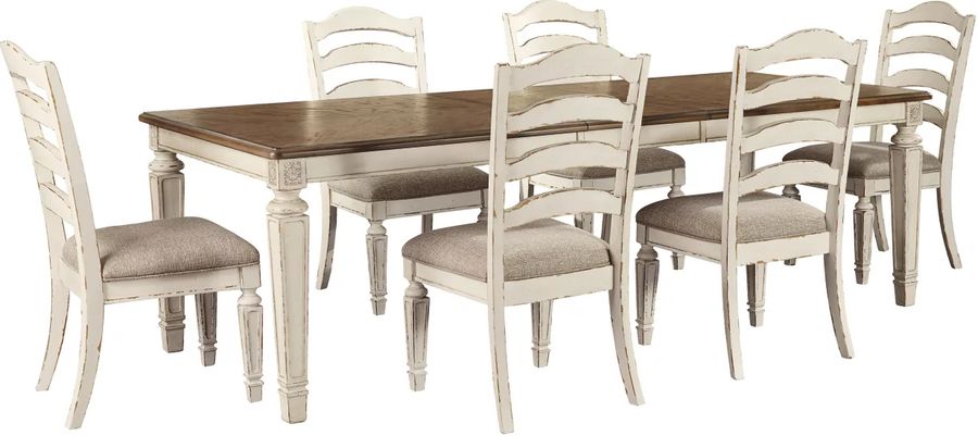 Realyn White Extendable Rectangular Dining Room Set by Ashley Furniture | 1StopBedrooms