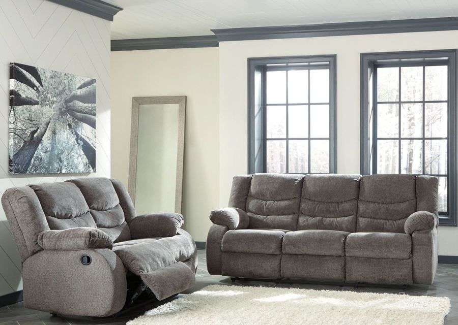 Tulen Reclining Loveseat In Gray by Ashley Furniture | 1StopBedrooms