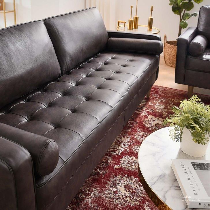 Valour Brown 81 Inch Leather Sofa by Modway | 1StopBedrooms