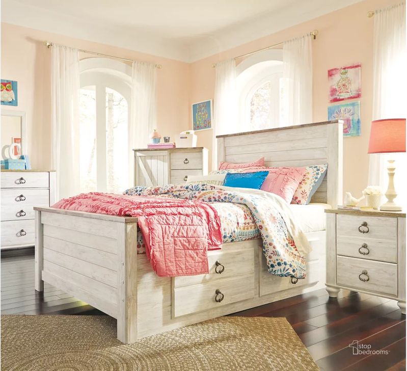 Willowton Whitewash Full Storage Panel Bed by Ashley Furniture ...