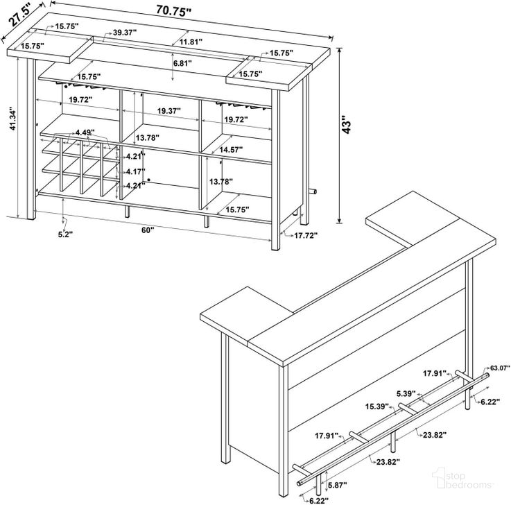 182104 Rustic Oak Bar Unit by Coaster | 1StopBedrooms
