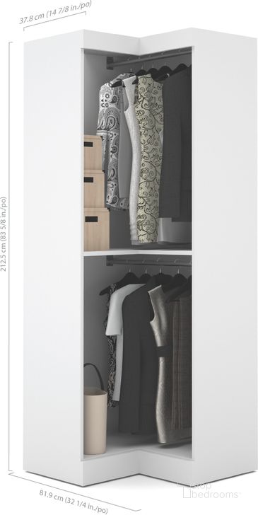 26165 Pure White Open Corner Wardrobe by Bestar | 1StopBedrooms