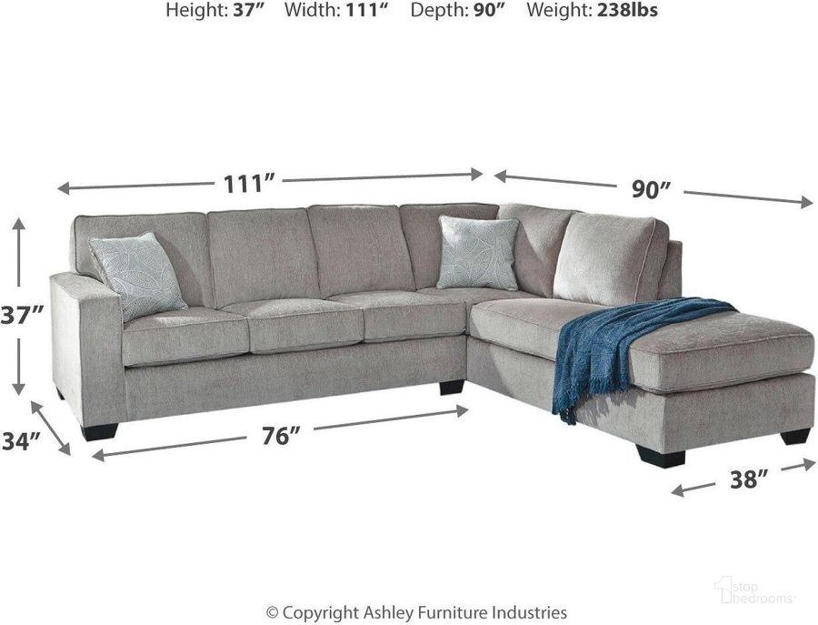 Altari 2-Piece RAF Sleeper Sectional With Chaise In Alloy by Ashley ...