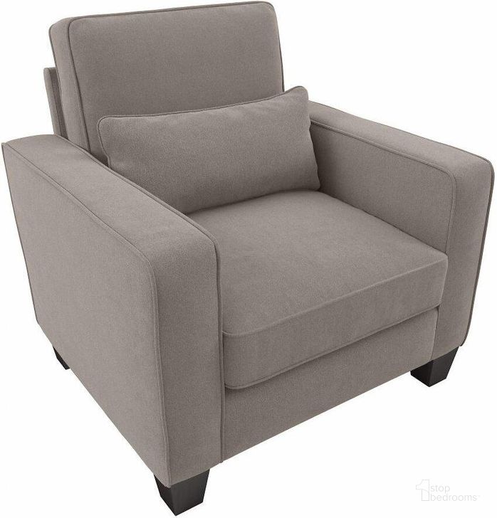 Bush Furniture Stockton Accent Chair with Arms in Beige Herringbone ...