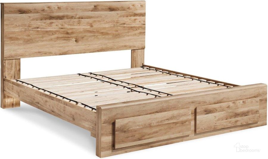 Hyanna Tan King Storage Platform Bed by Ashley Furniture | 1StopBedrooms