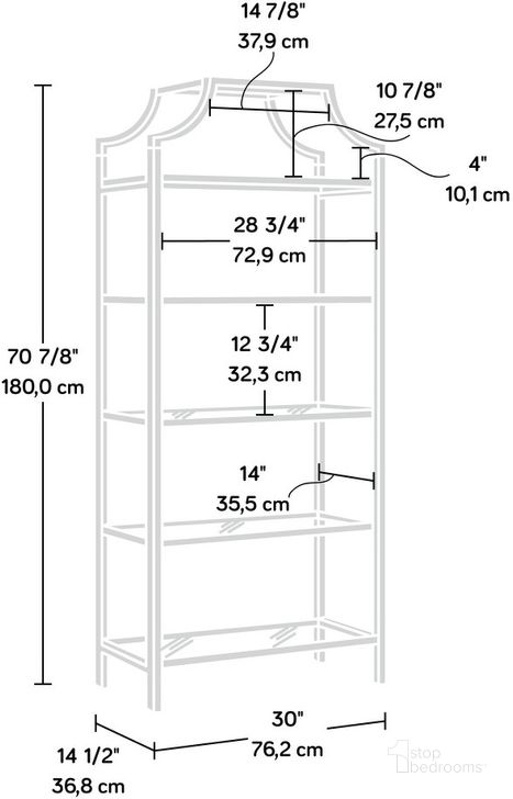 International Lux Bookcase In Satin Gold by Sauder | 1StopBedrooms