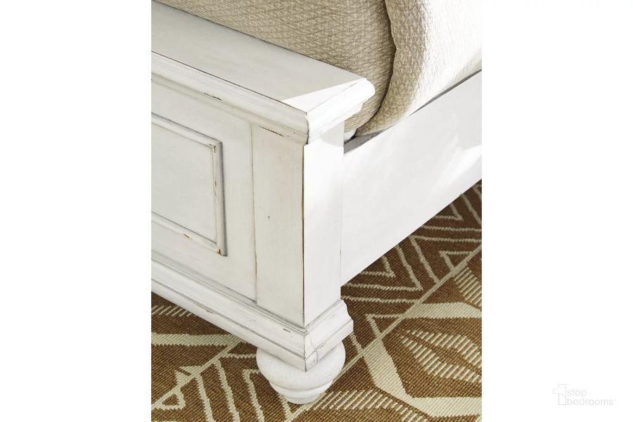 Kanwyn King Panel Bed In White Wash by Ashley Furniture | 1StopBedrooms