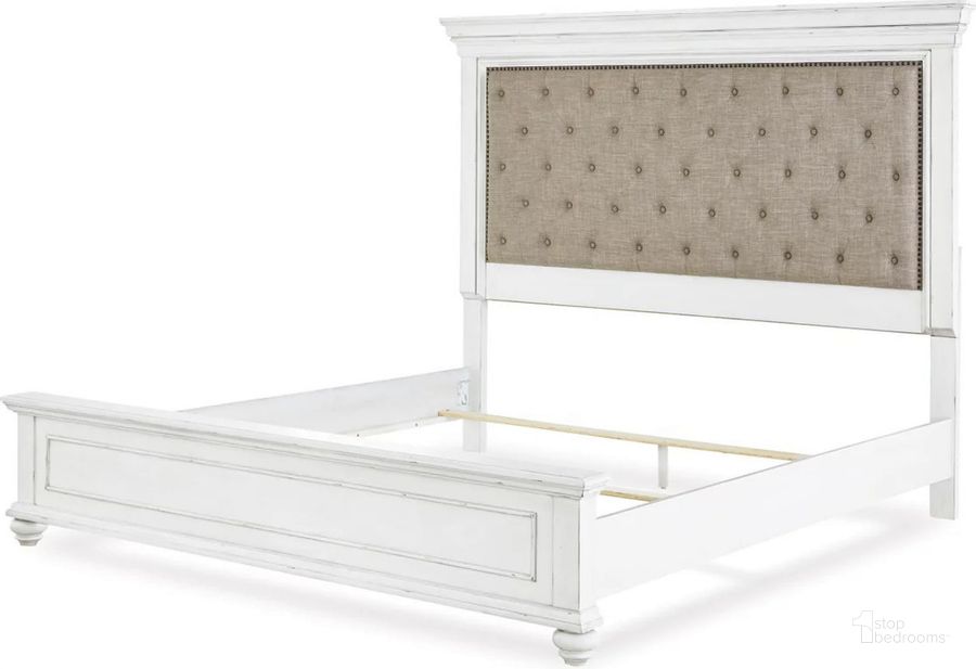 Kanwyn King Panel Bed In White Wash by Ashley Furniture | 1StopBedrooms