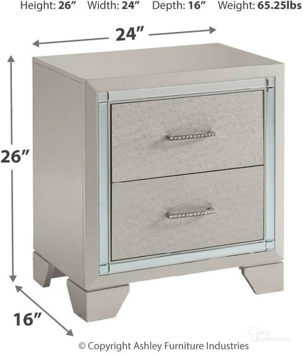 Lonnix Silver 2 Drawer Nightstand by Ashley Furniture | 1StopBedrooms