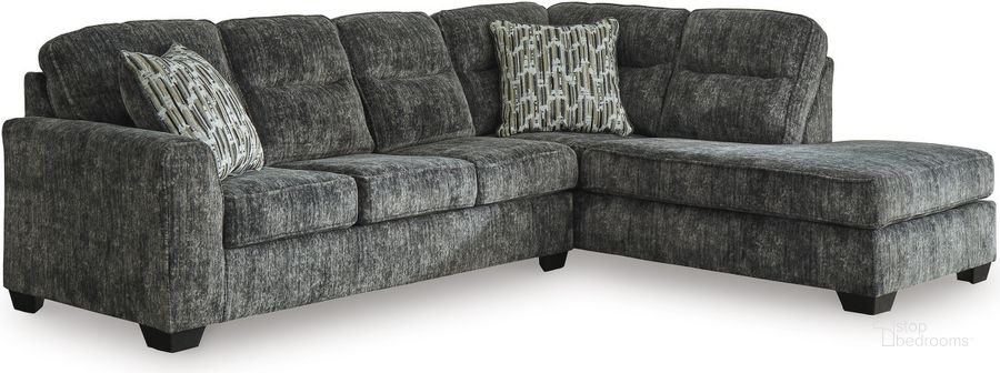 Lonoke 2-Piece RAF Sectional with Chaise In Gunmetal by Ashley ...