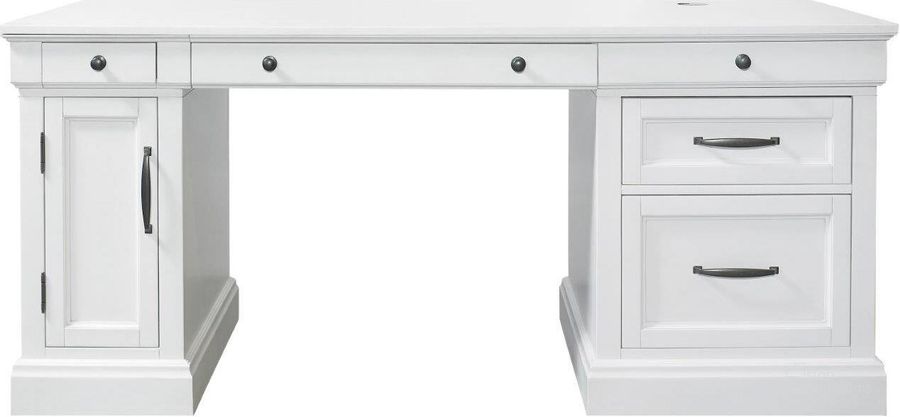 Parker House Shoreham Effortless White Pedestal Desk | 1StopBedrooms