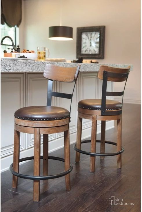 Pinnadel Upholstered Swivel Counter Stool by Ashley Furniture ...