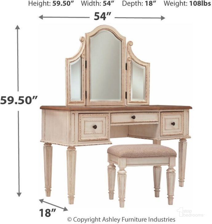 Realyn Two Tone 3 Piece Vanity by Ashley Furniture | 1StopBedrooms