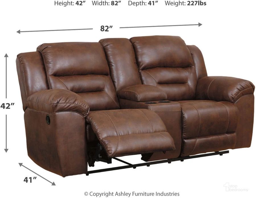 Stoneland Reclining Console Loveseat In Chocolate by Ashley Furniture ...