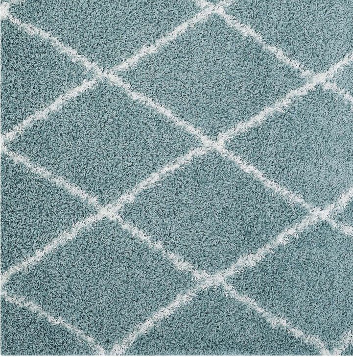 Toryn Diamond Lattice 8X10 Shag Area Rug In Aqua Blue and Ivory by ...