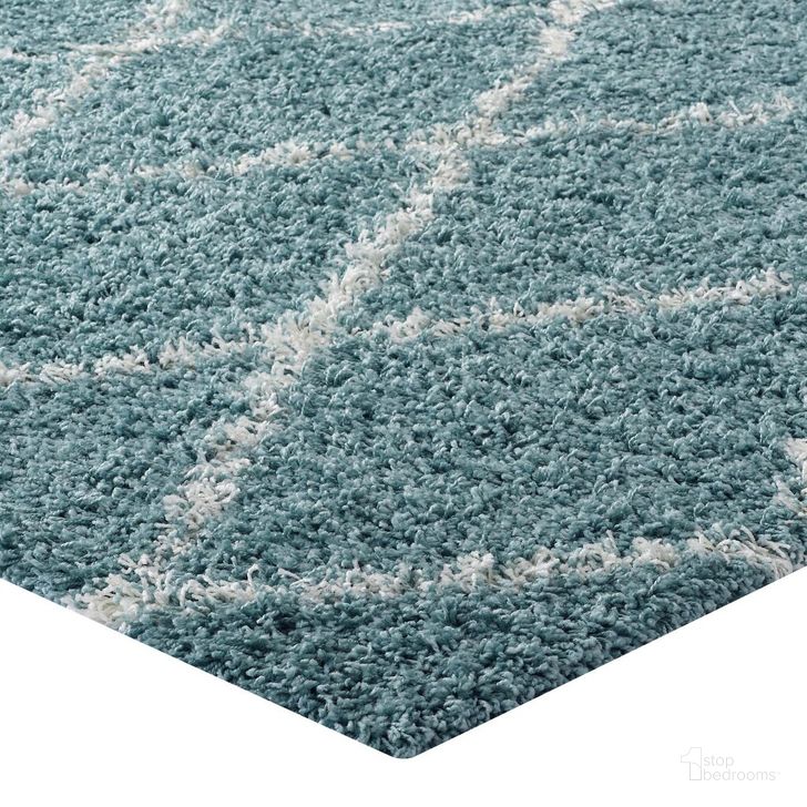 Toryn Diamond Lattice 8X10 Shag Area Rug In Aqua Blue and Ivory by ...