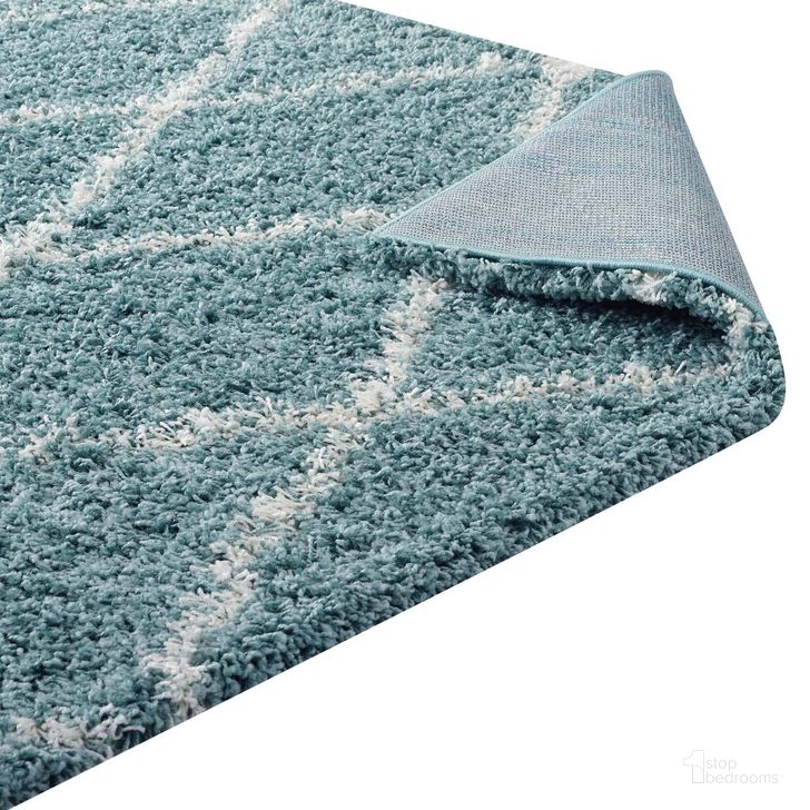 Toryn Diamond Lattice 8X10 Shag Area Rug In Aqua Blue and Ivory by ...