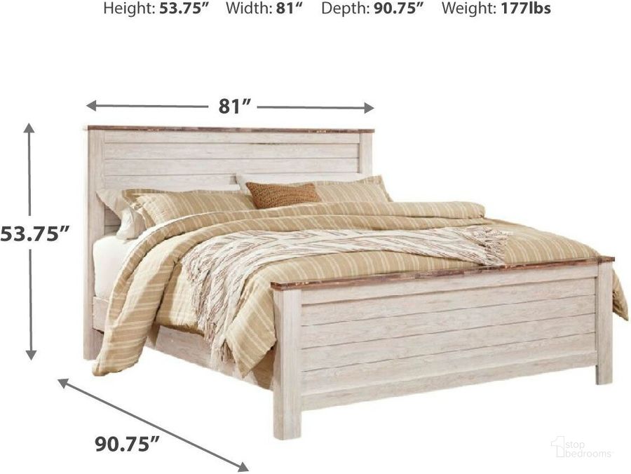 Willowton Whitewash King Panel Bed by Ashley Furniture | 1StopBedrooms