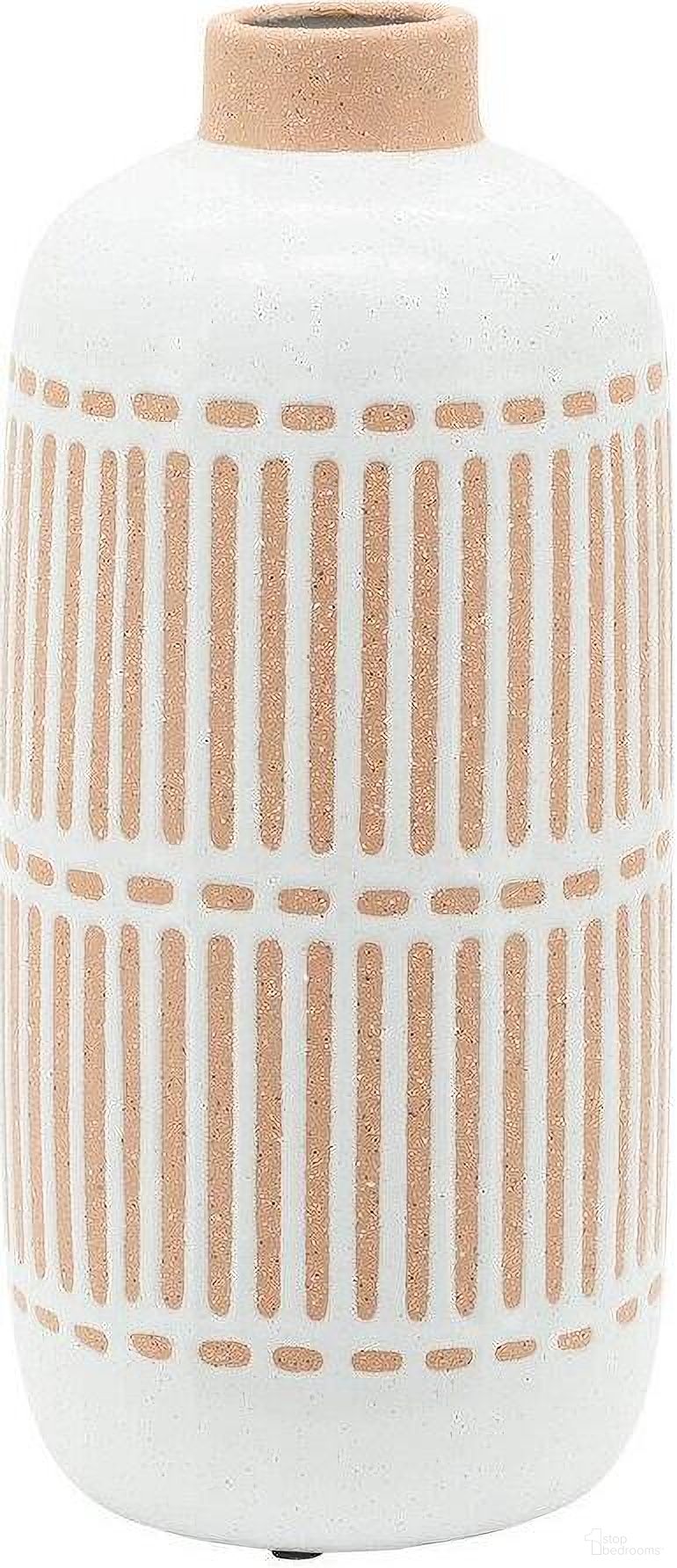 12 Inch Round Aztec Vase In Ivory by Sagebrook | 1StopBedrooms